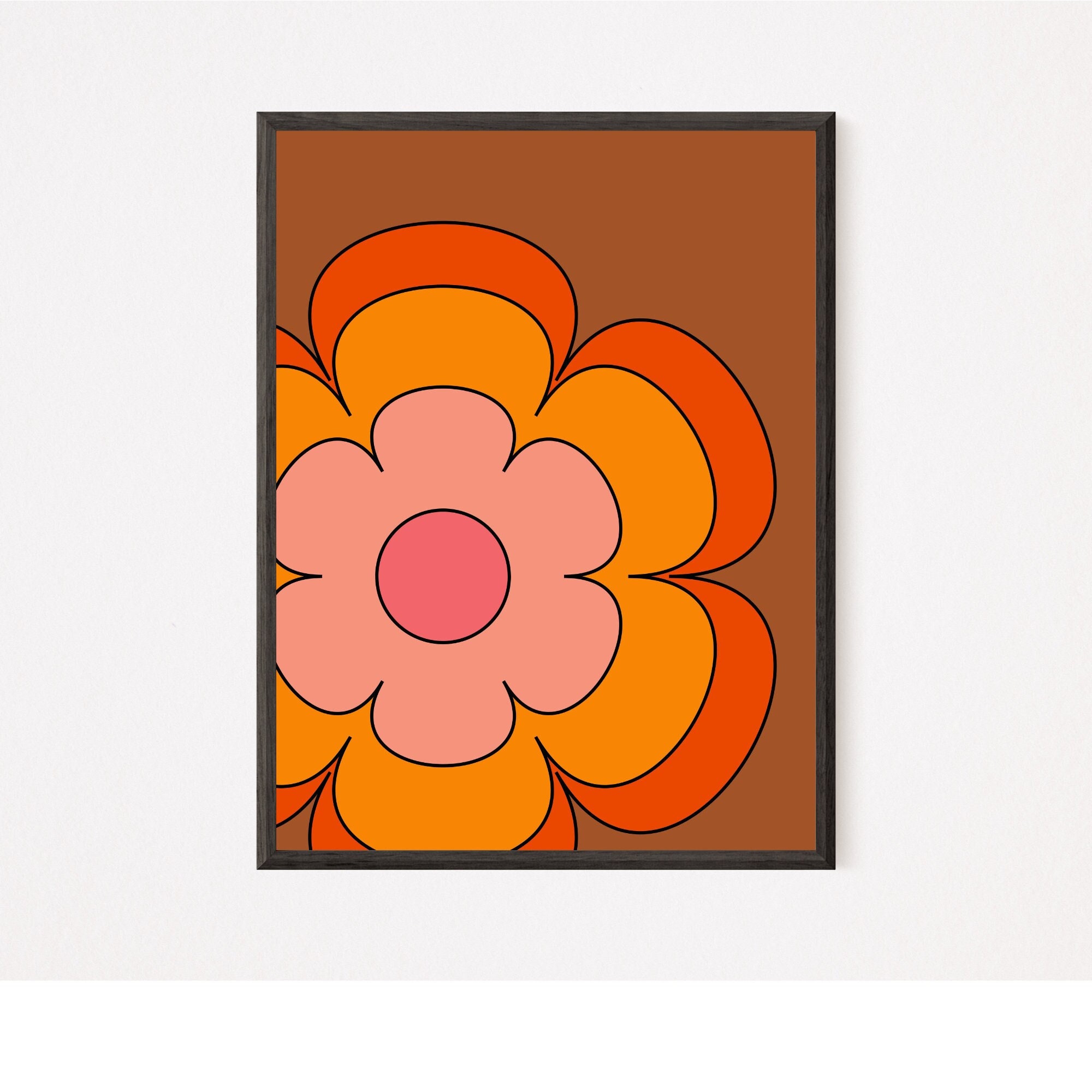 Retro 1970s Groovy Flower Art Print, Hippie Flower Power Poster, Funky ...