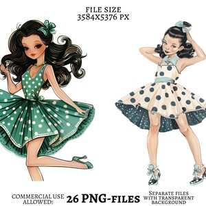 Polka Dot Brunette Girls CLIPART PNG Files Commercial Use Transparent ...
