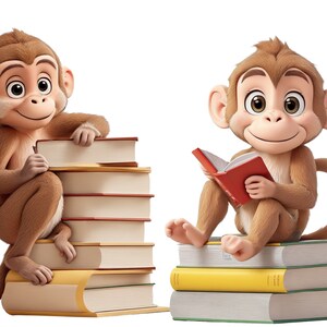 Reading Monkey CLIPART PNG Files, Studying Animal, Commercial Use ...