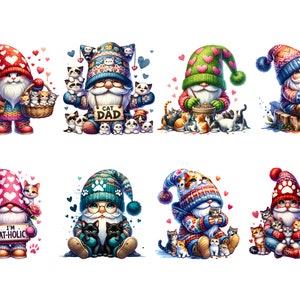 Cat Lover Gnomes CLIPART PNG Files, Pet Gnome Sublimation, Kitten Kitty ...