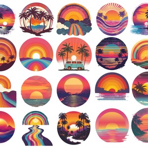Retro Sunset CLIPART PNG Files Commercial Use Transparent Background ...