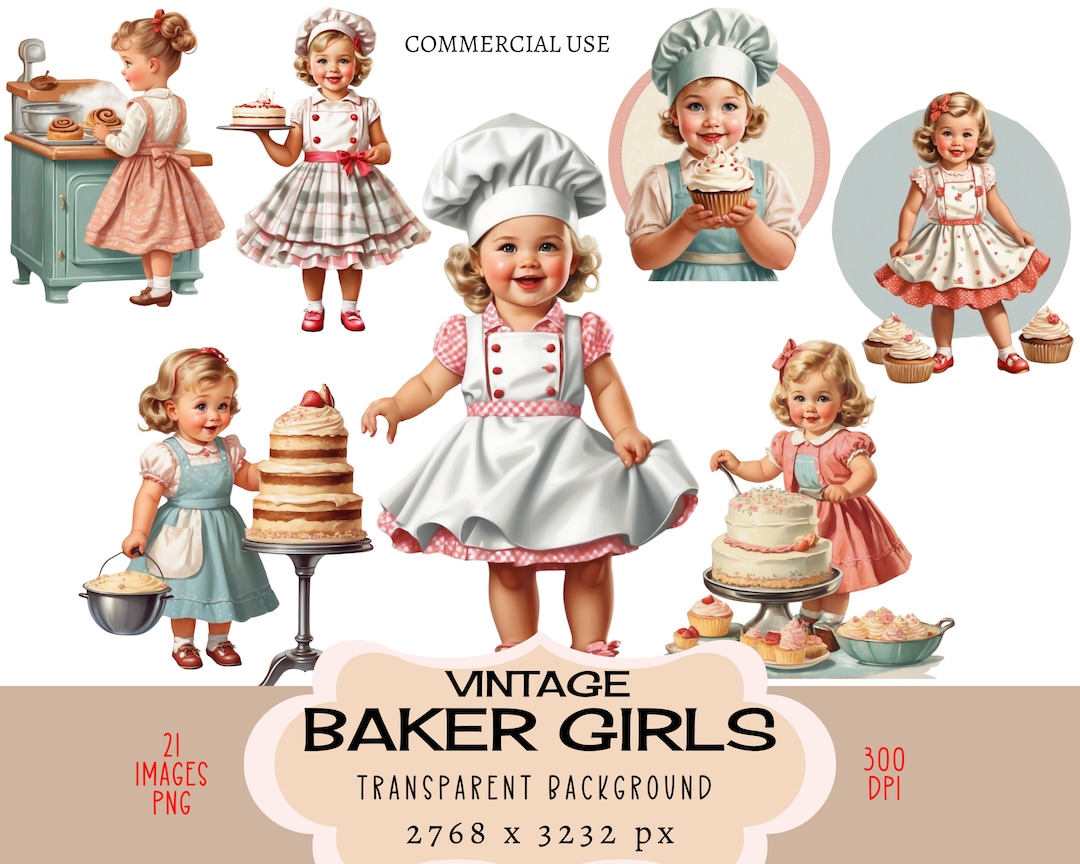 Baker Girls CLIPART PNG Files Commercial Use Transparent Background ...
