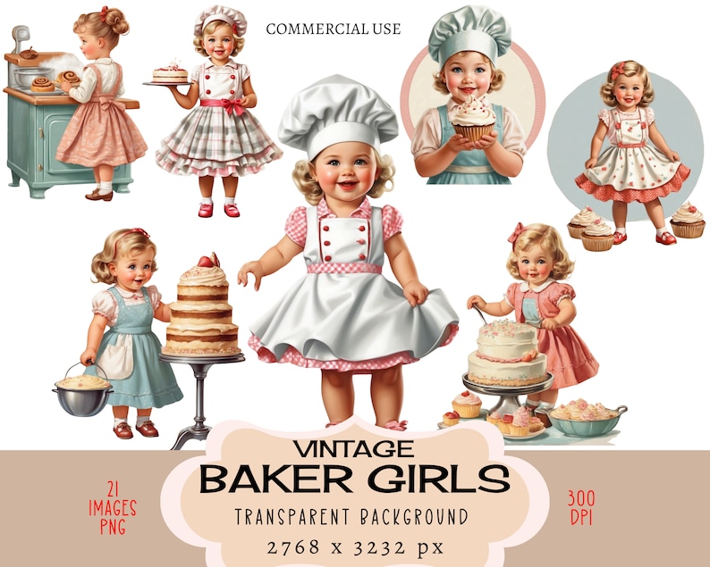 Baker Girls CLIPART PNG Files Commercial Use Transparent Background ...