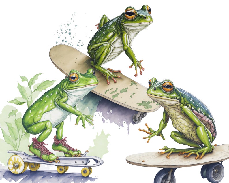 Frogs on Wheels CLIPART PNG Files Commercial Use Transparent - Etsy