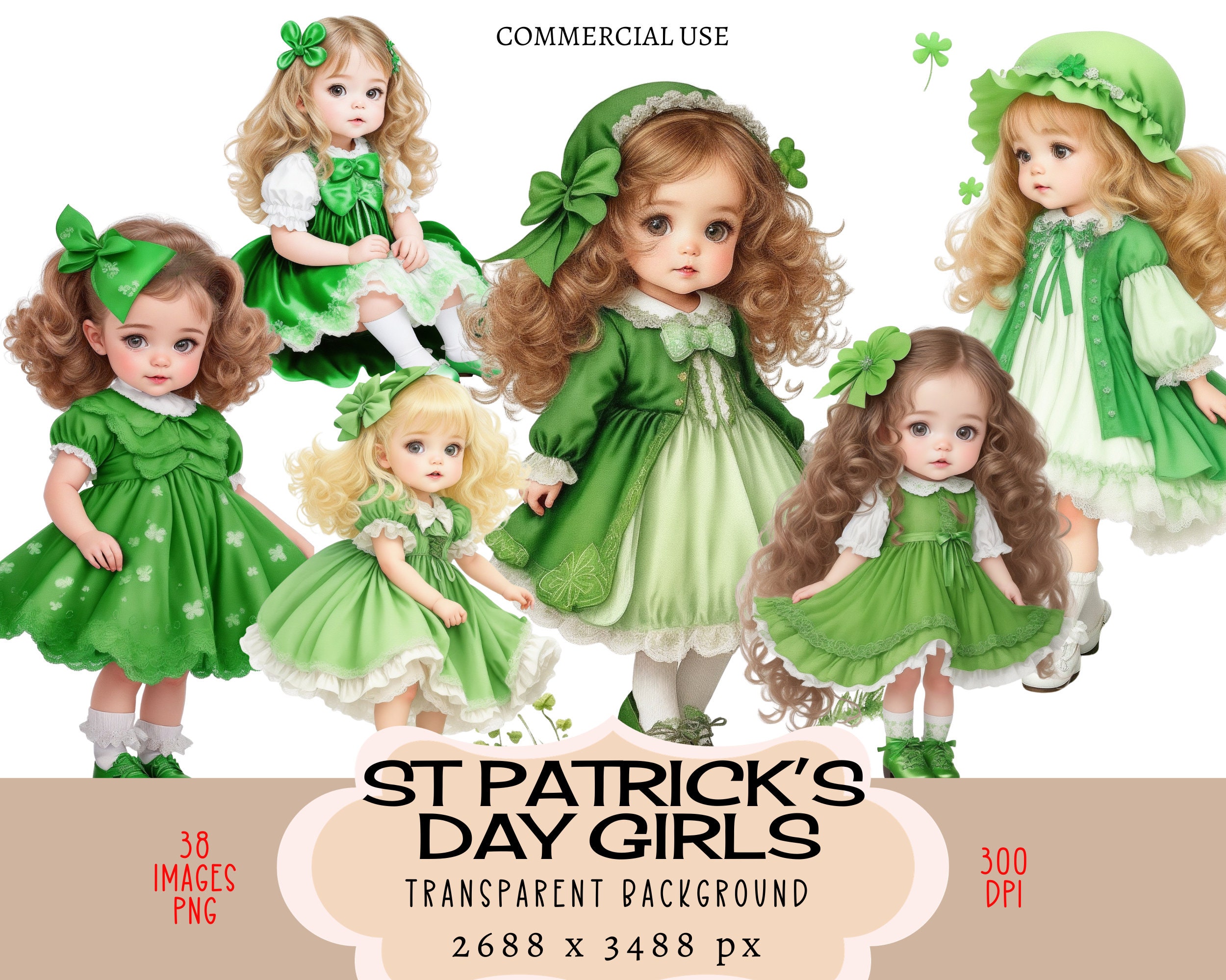 St Patrick's Day Girls CLIPART PNG Files Commercial Use Transparent ...