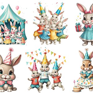 Birthday Bunny CLIPART PNG Files, Commercial Use Transparent Background ...