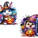 Halloween Animals CLIPART PNG Files, Wizard Cat Sublimation, Watercolor ...
