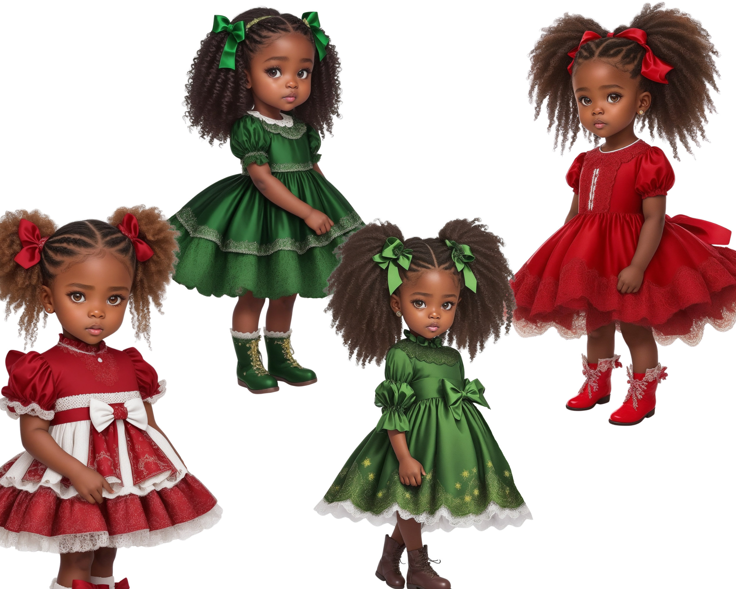 Little Christmas Girls CLIPART PNG Files Commercial Use - Etsy