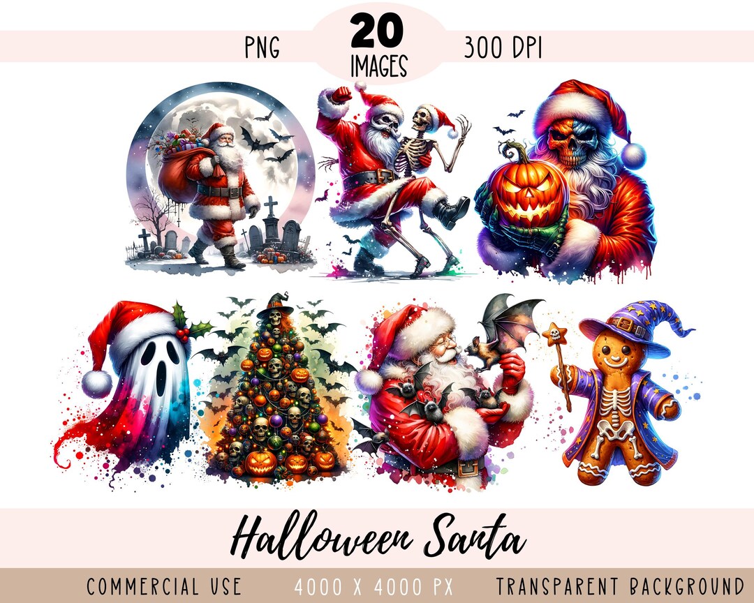 Christmas Halloween CLIPART PNG Files, Scary Santa Sublimation, Bad ...