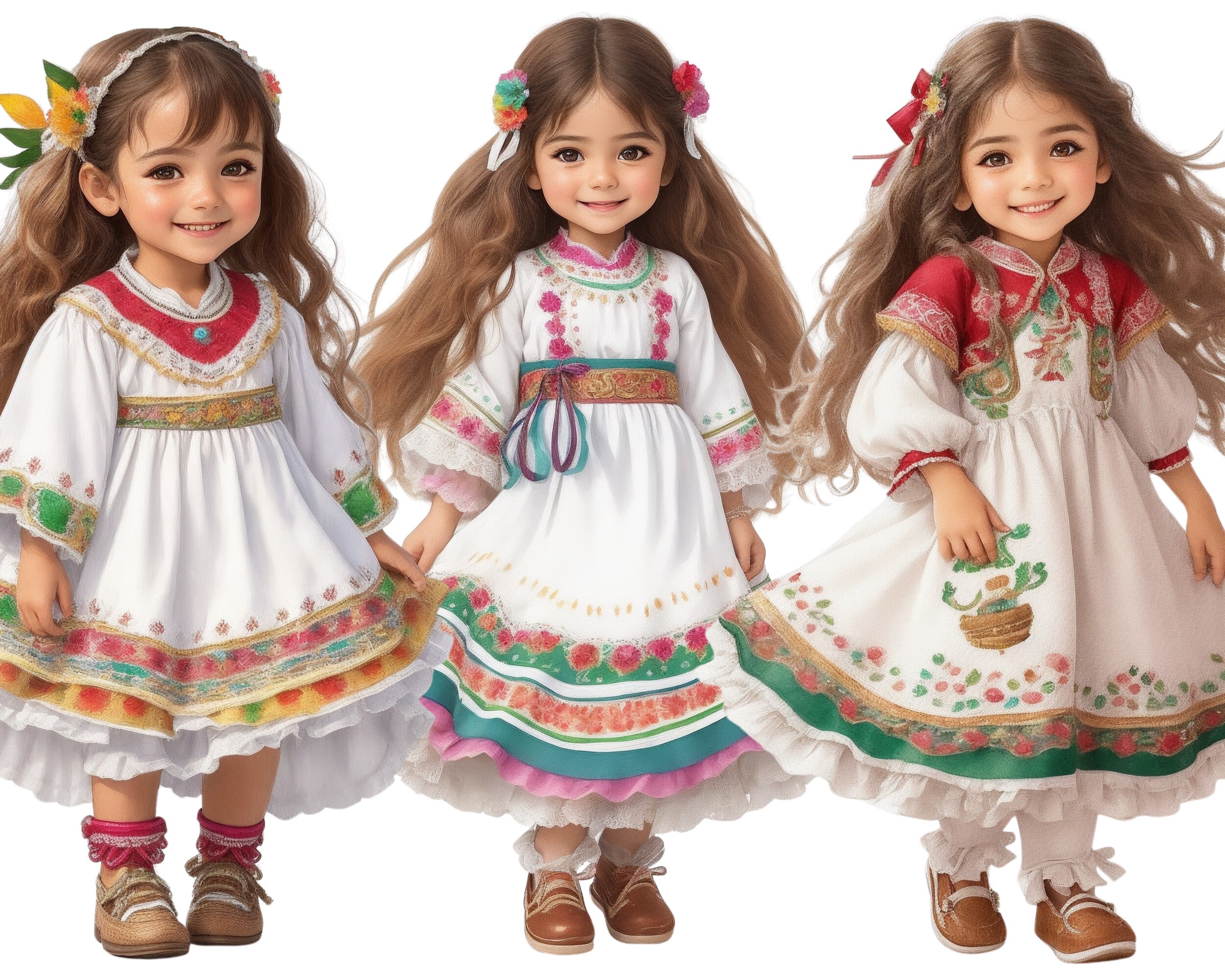 Little Mexican Girls CLIPART PNG Files Commercial Use Transparent ...