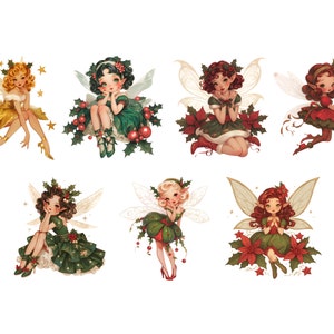 Christmas Fairies CLIPART PNG Files, Retro Fairy Sublimation, Vintage ...