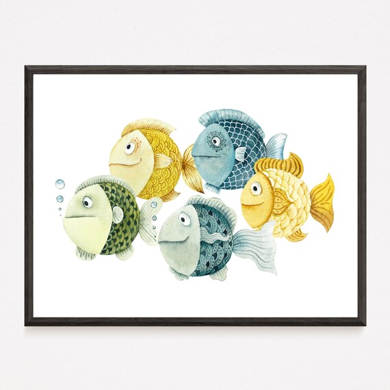 INSTANT DOWNLOAD Funny Fish Art Print Nautical Poster Kids - Etsy