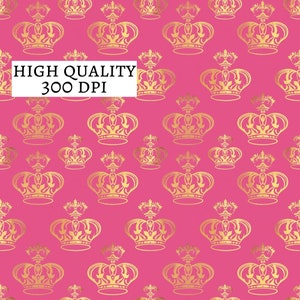 Princess Crowns Pattern Digital Papers JPG, Seamless Crafting Paper ...