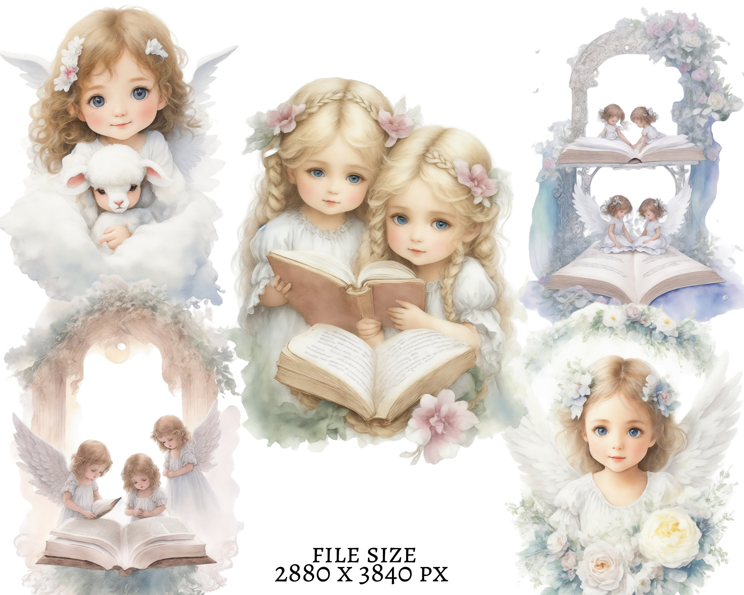 Adorable Angels CLIPART PNG Files, Commercial Use, Transparent ...