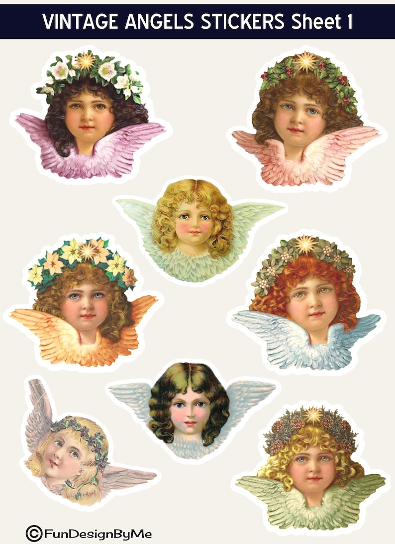 Vintage Angels Digital Collage Sheet JPG Files Stickers - Etsy