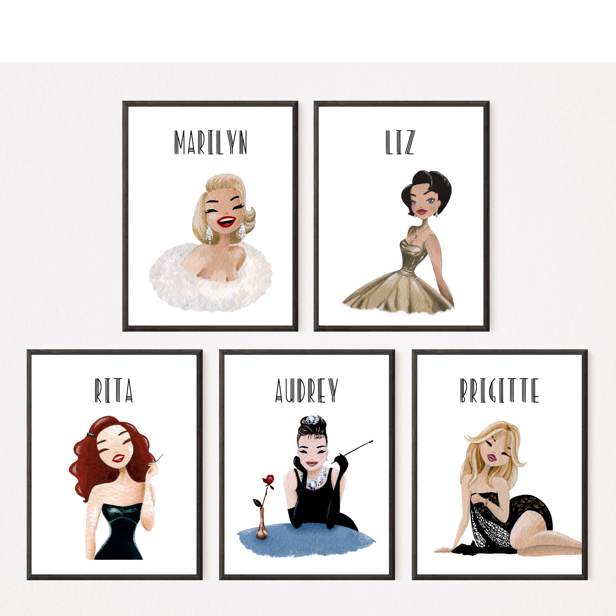 INSTANT DOWNLOAD Vintage Hollywood Celebrity Art Print, Movie Star ...