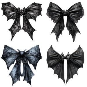 Gothic Bat Bows CLIPART PNG Files Commercial Use Transparent Background ...