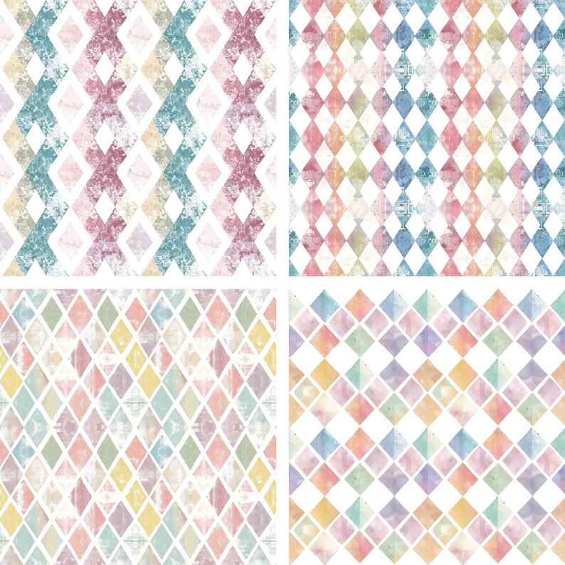 Harlequin Digital Papers JPG, Pastel Color Seamless Crafting Paper ...