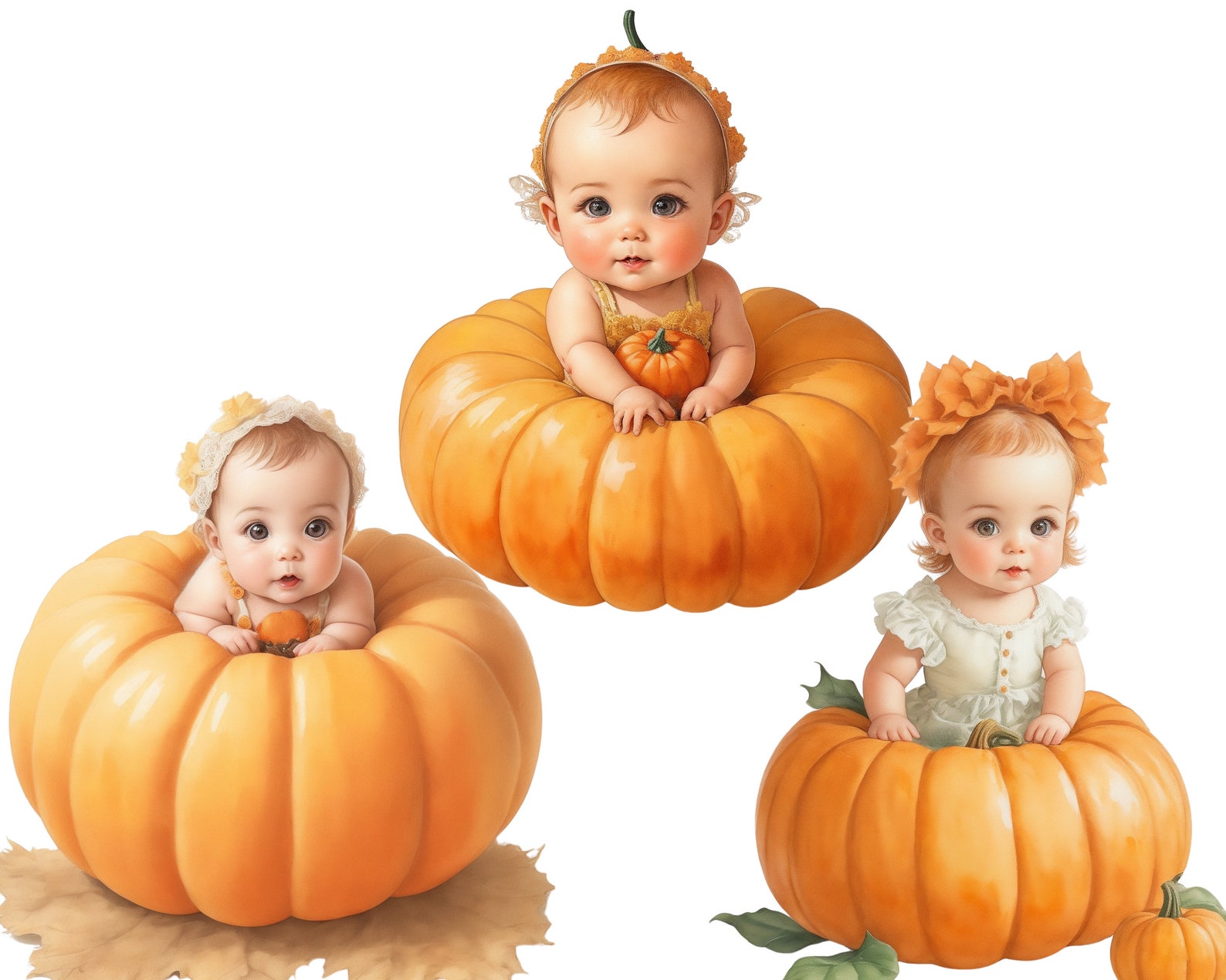 Pumpkin Babies CLIPART PNG Files Commercial Use Transparent Background ...