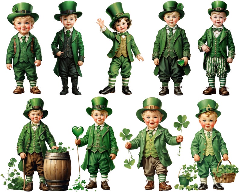 St Patrick's Day Kids CLIPART PNG Files Commercial Use Transparent ...