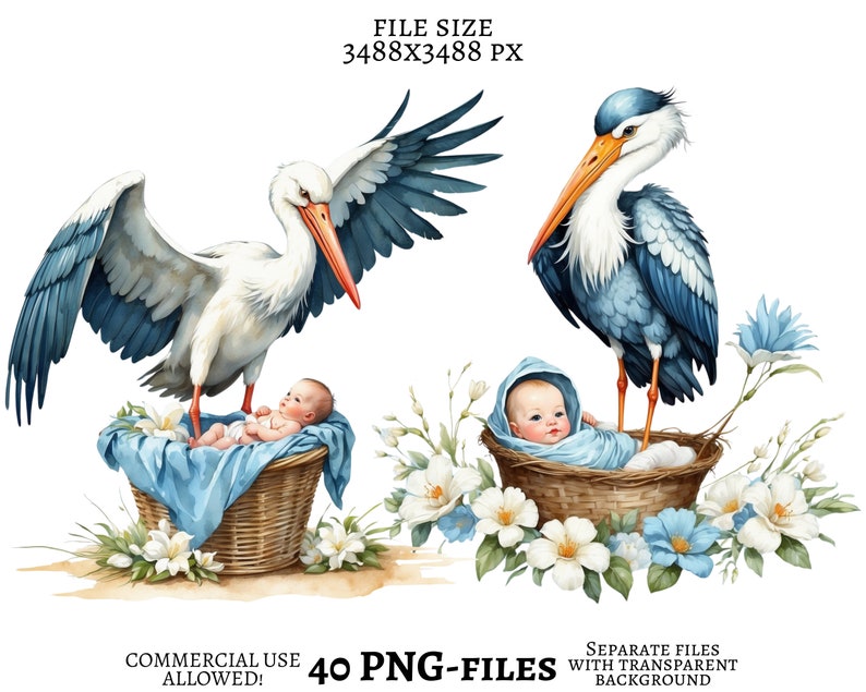 Baby Shower CLIPART PNG Files, Commercial Use, Transparent Background ...