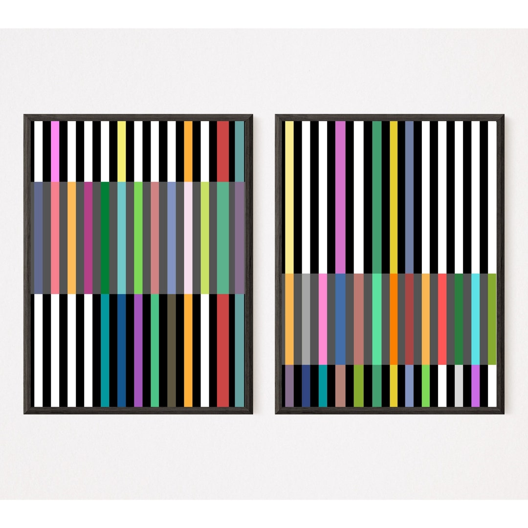 INSTANT DOWNLOAD Colorful Stripes Art Print, Set of 2, Abstract Poster ...