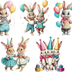 Birthday Bunny CLIPART PNG Files, Commercial Use Transparent Background ...