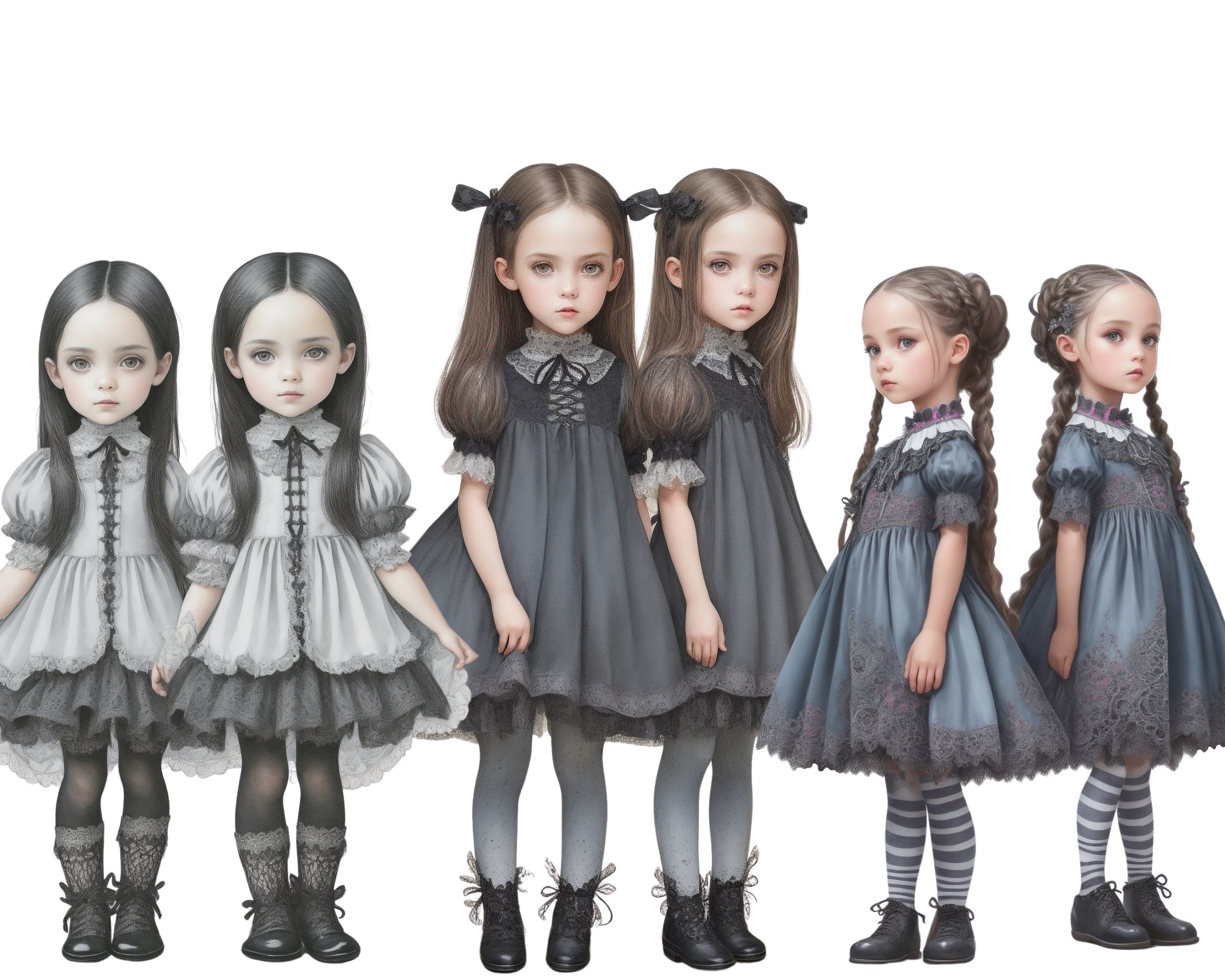 Gothic Sisters CLIPART PNG File Commercial Use Transparent - Etsy