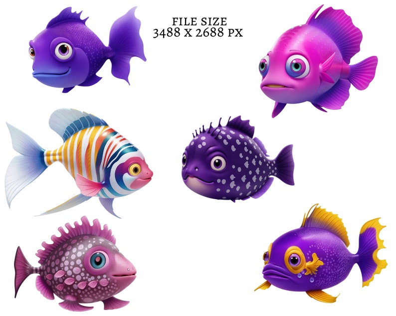 Funny Fish CLIPART PNG Files Commercial Use Transparent Background ...