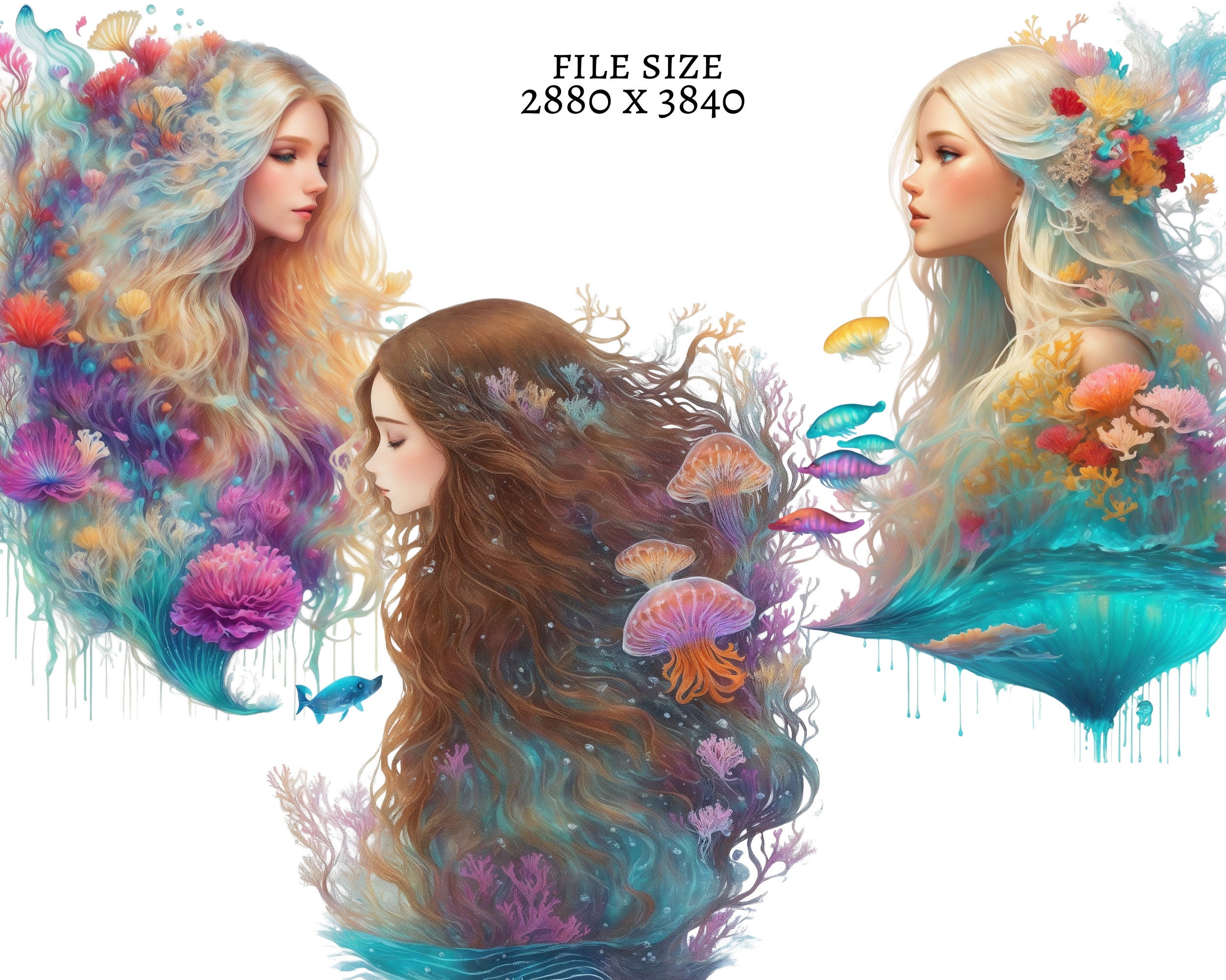 Mermaids CLIPART PNG Files, Commercial Use, Transparent Background ...