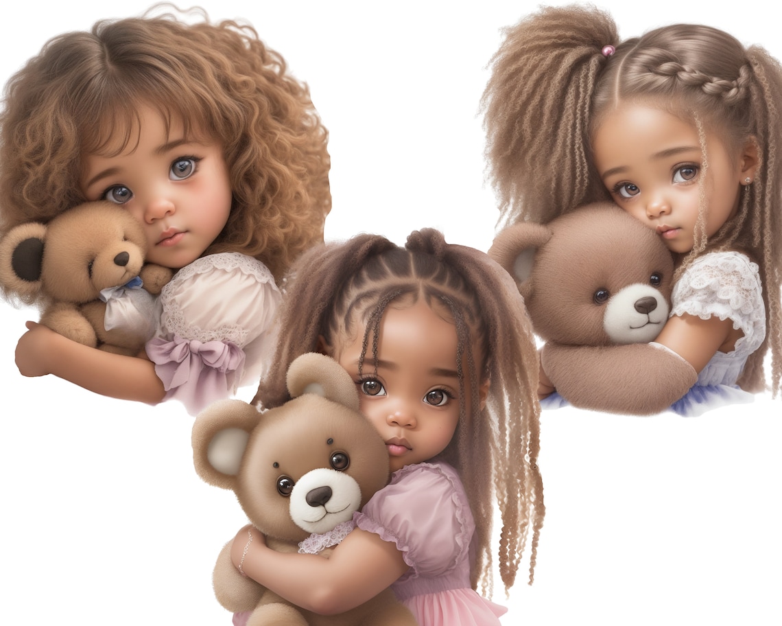 Cute Girls With Teddy Bears CLIPART PNG Files Commercial Use ...