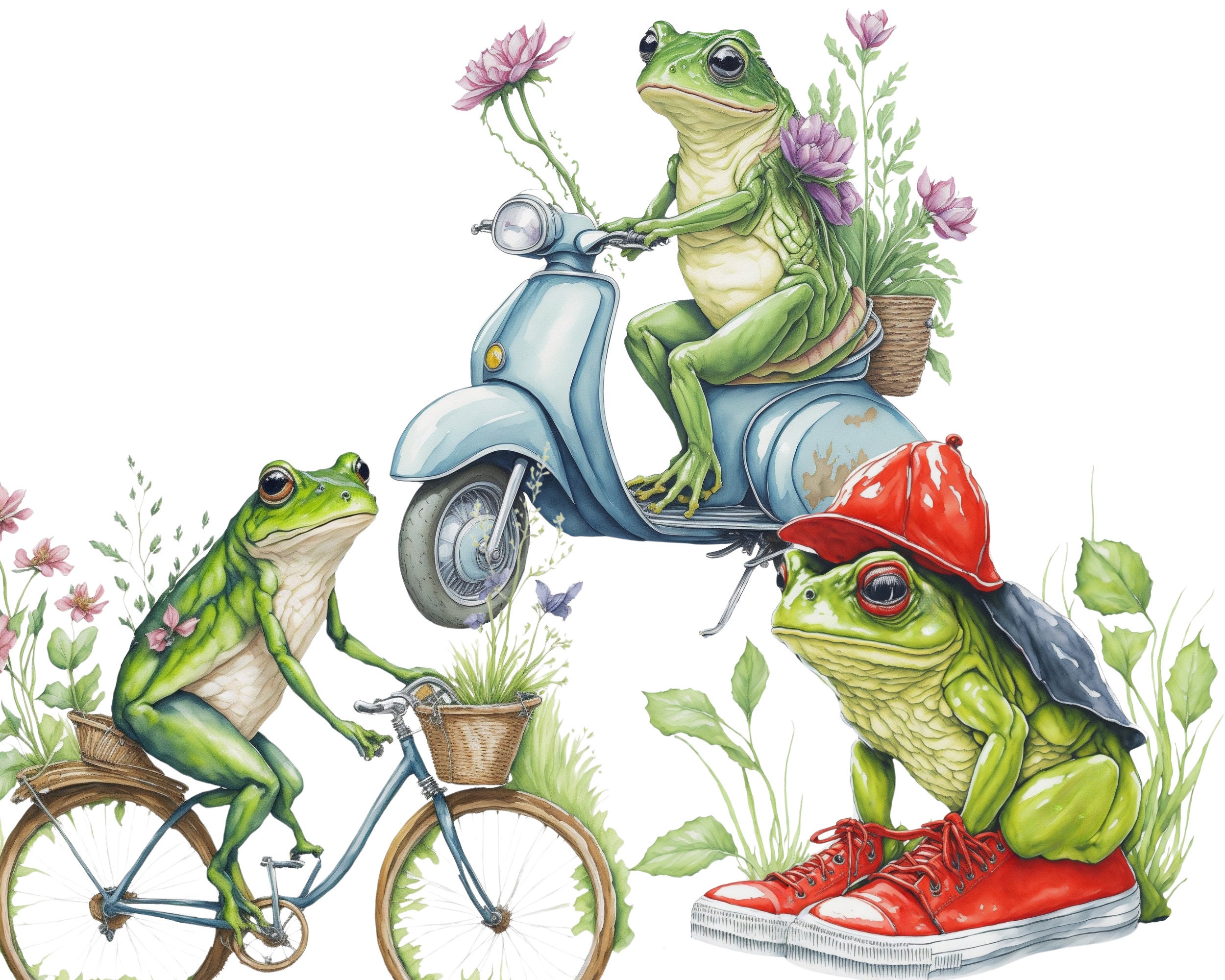 Frogs on Wheels CLIPART PNG Files, Commercial Use, Transparent ...