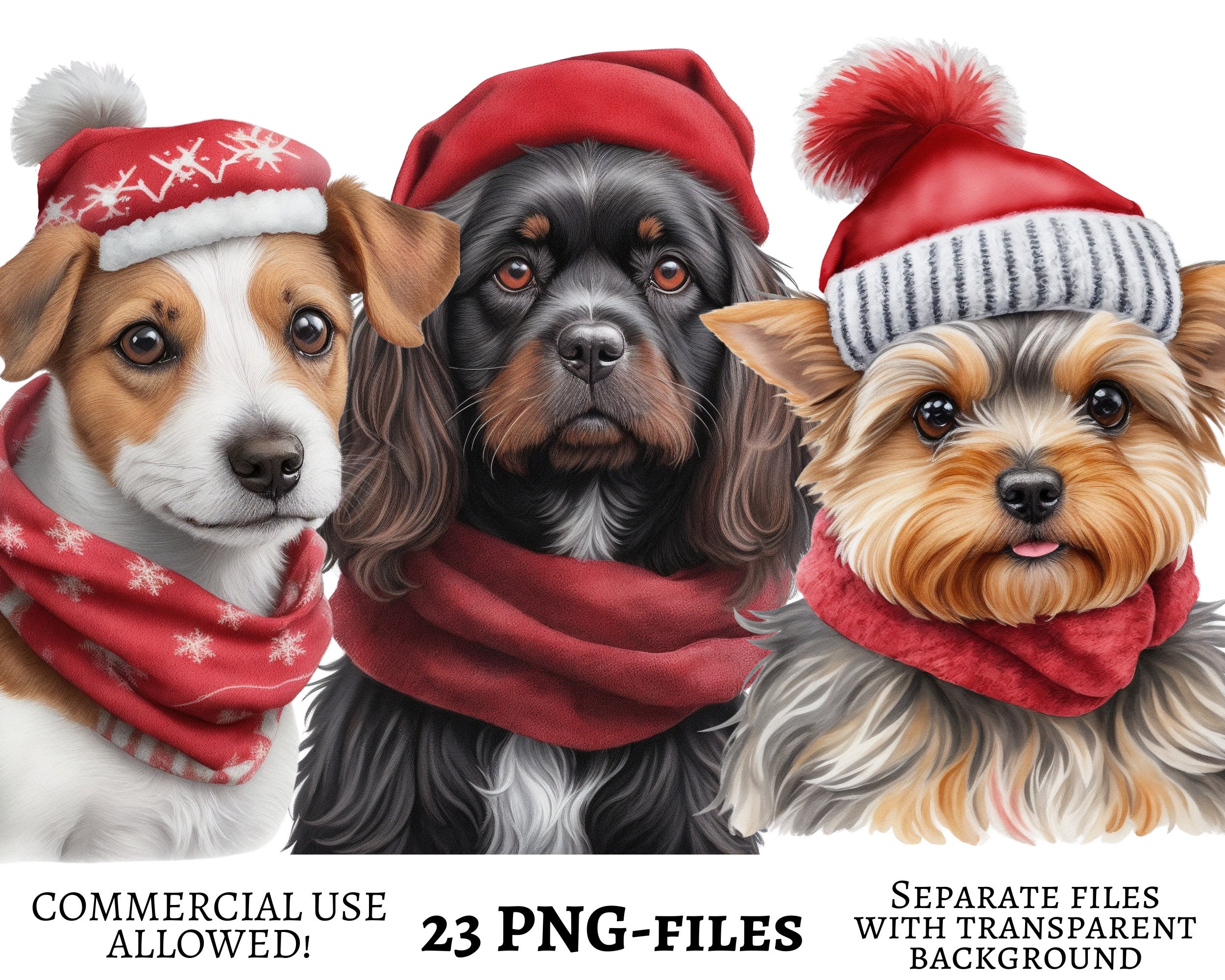 Christmas Winter Dogs CLIPART PNG Files Commercial Use Transparent ...