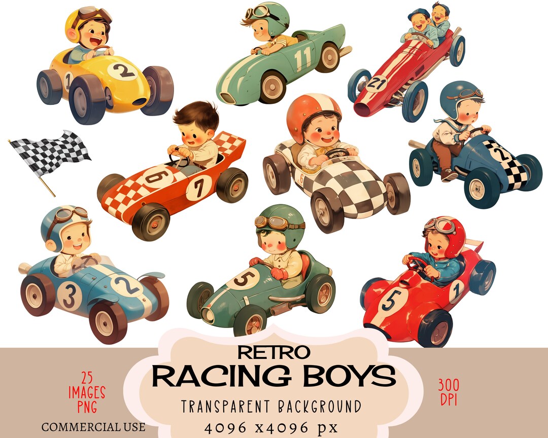 Racing Car Boys CLIPART PNG Files Commercial Use Transparent Background ...