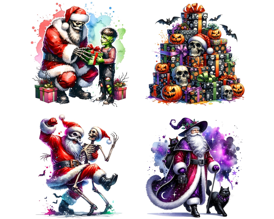 Christmas Halloween CLIPART PNG Files, Scary Santa Sublimation, Bad ...