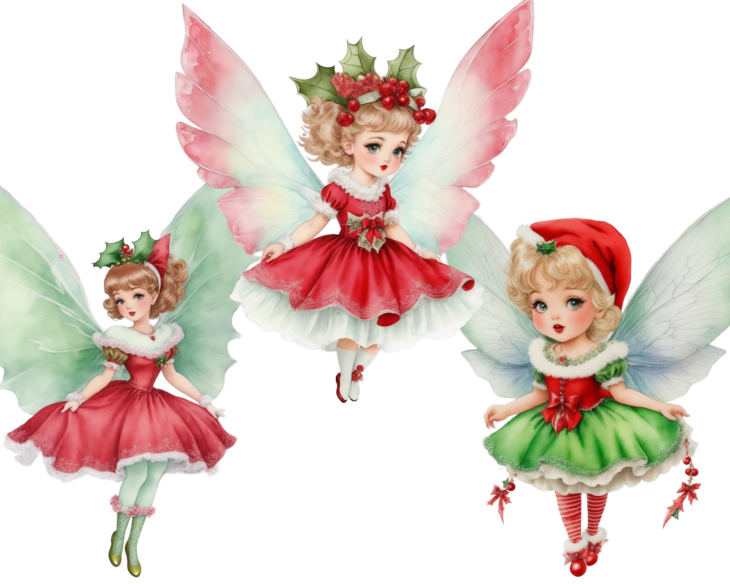 Christmas Fairies CLIPART PNG Files, Commercial Use Transparent ...