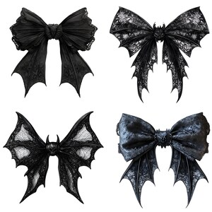 Gothic Bat Bows CLIPART PNG Files Commercial Use Transparent Background ...