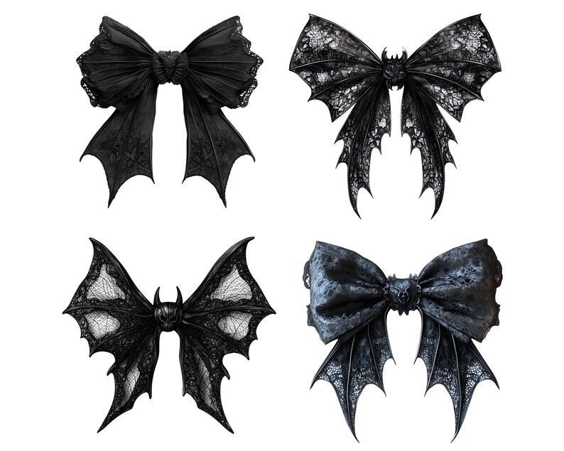 Gothic Bat Bows CLIPART PNG Files Commercial Use Transparent Background ...