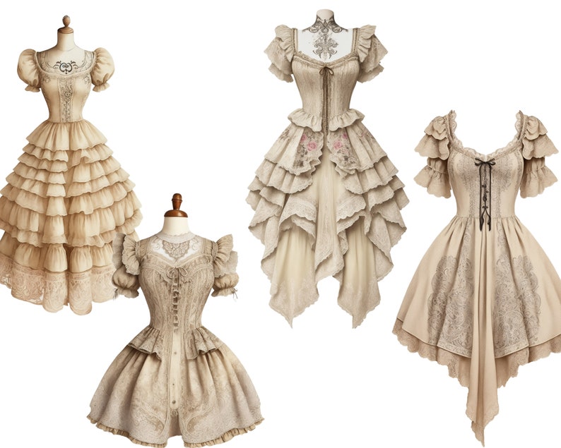 Rococo Dress CLIPART PNG Files Commercial Use Transparent Background ...