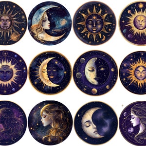 Celestial Collection CLIPART PNG File, Crescent Moon Sublimation ...