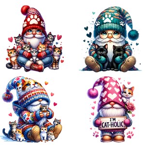 Cat Lover Gnomes CLIPART PNG Files, Pet Gnome Sublimation, Kitten Kitty ...