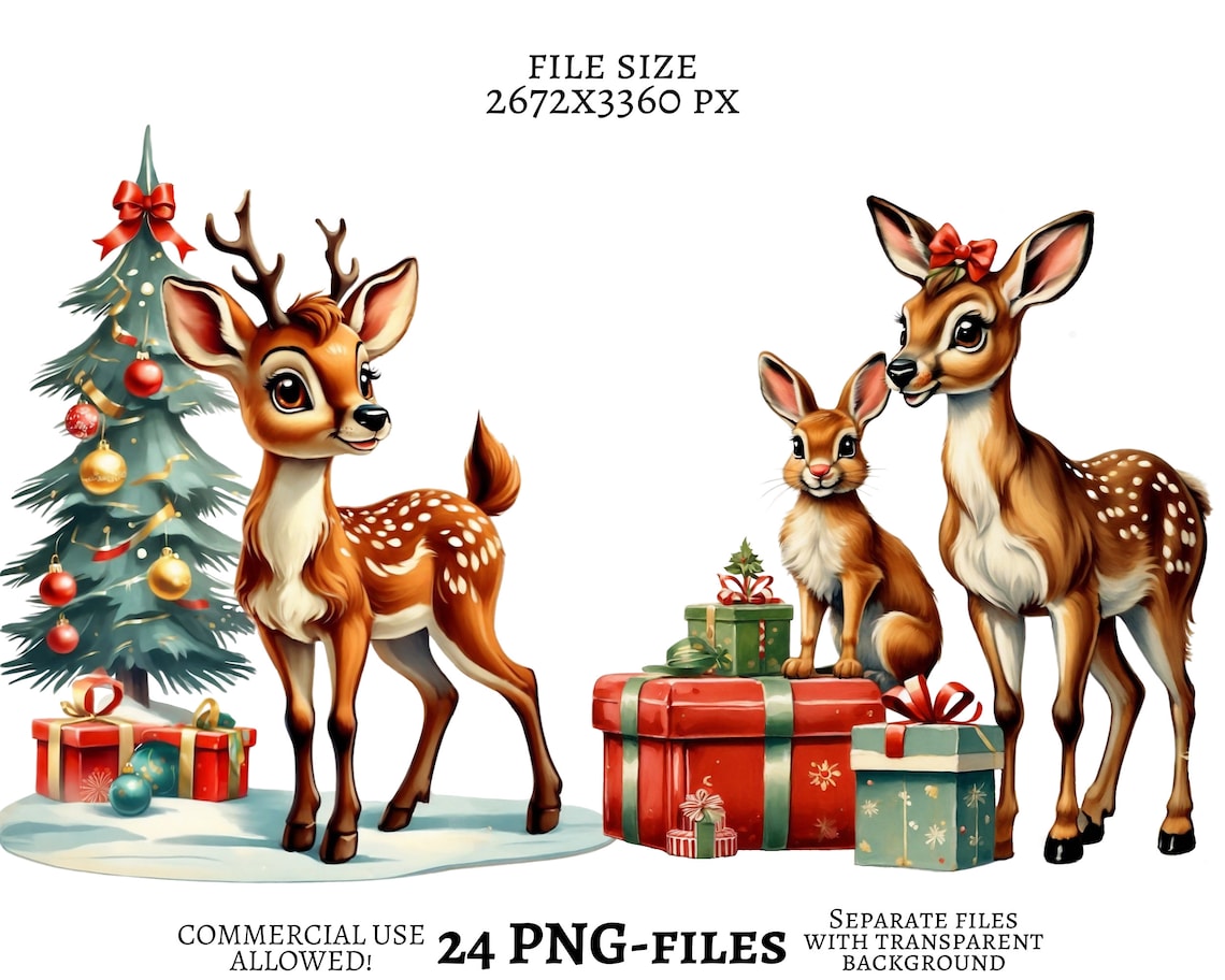 Christmas Baby Reindeer CLIPART PNG Files Commercial Use Transparent ...