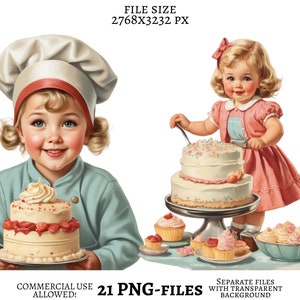 Baker Girls CLIPART PNG Files Commercial Use Transparent Background ...