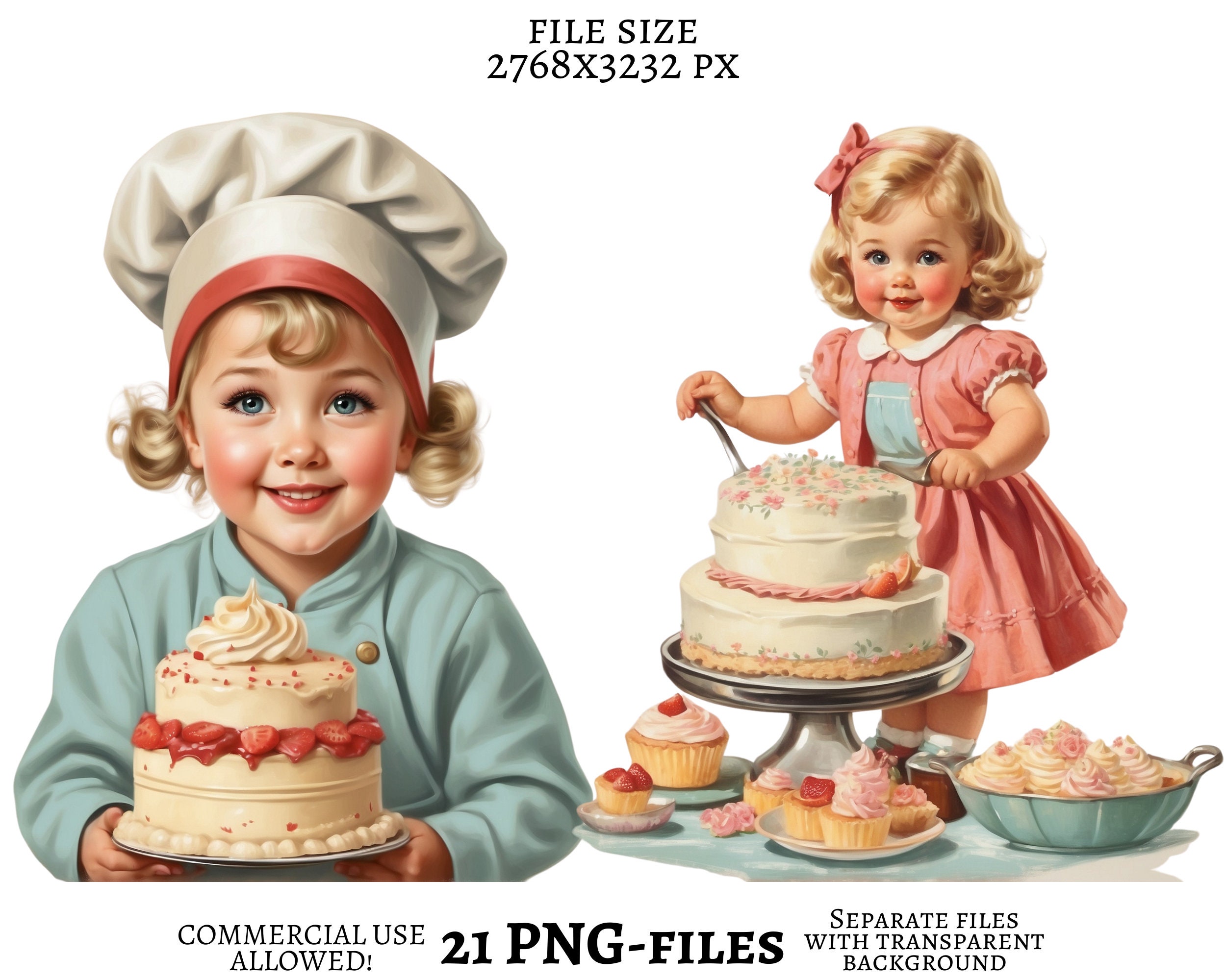 Baker Girls CLIPART PNG Files Commercial Use Transparent Background ...