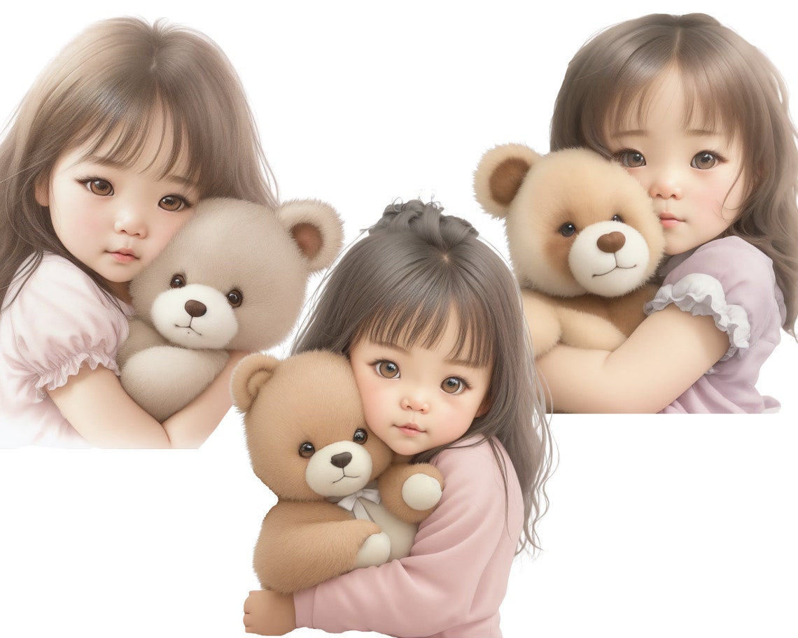 Cute Girls With Teddy Bears CLIPART PNG Files Commercial Use - Etsy