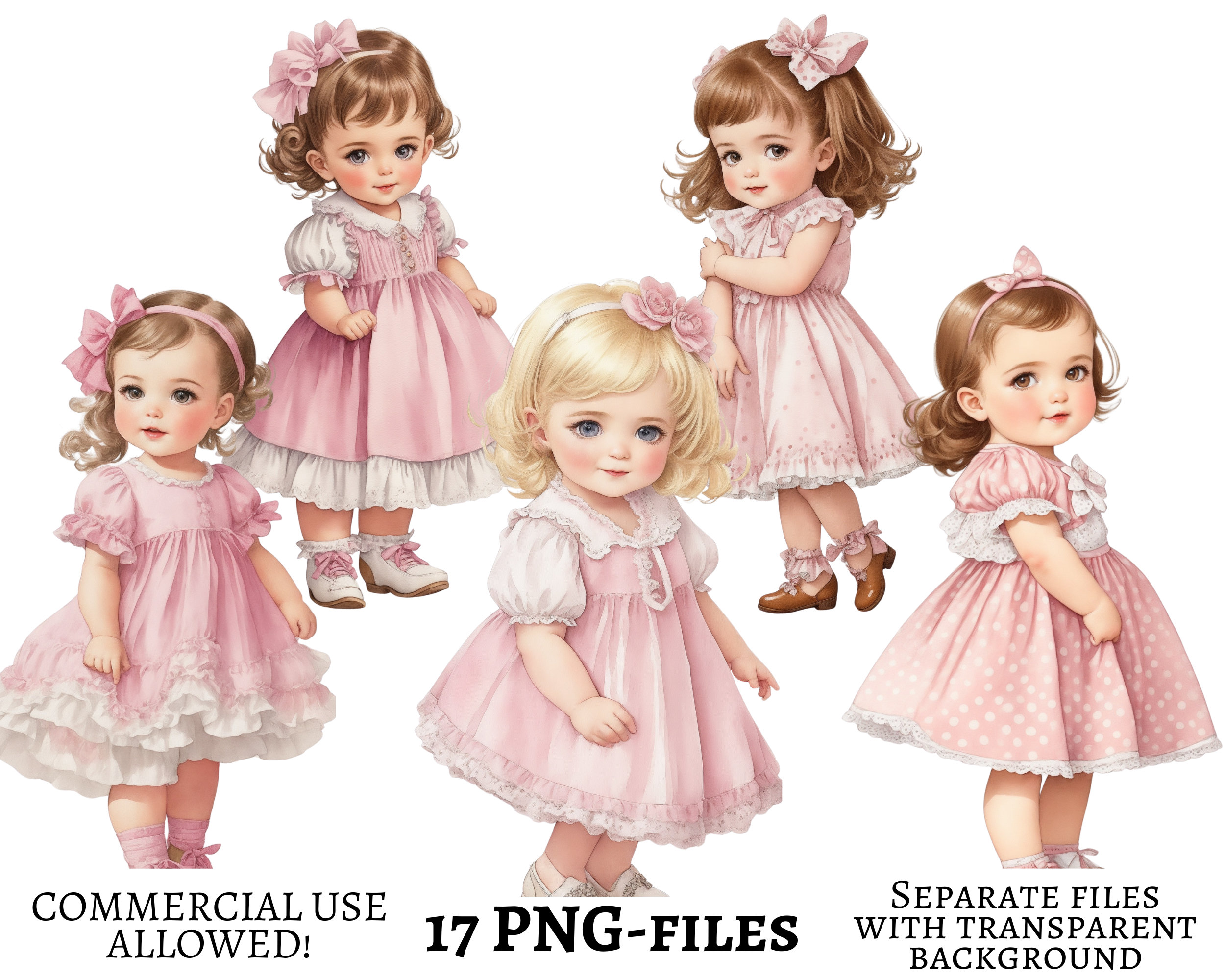 Baby Girls CLIPART PNG Files, Commercial Use, Transparent Background ...