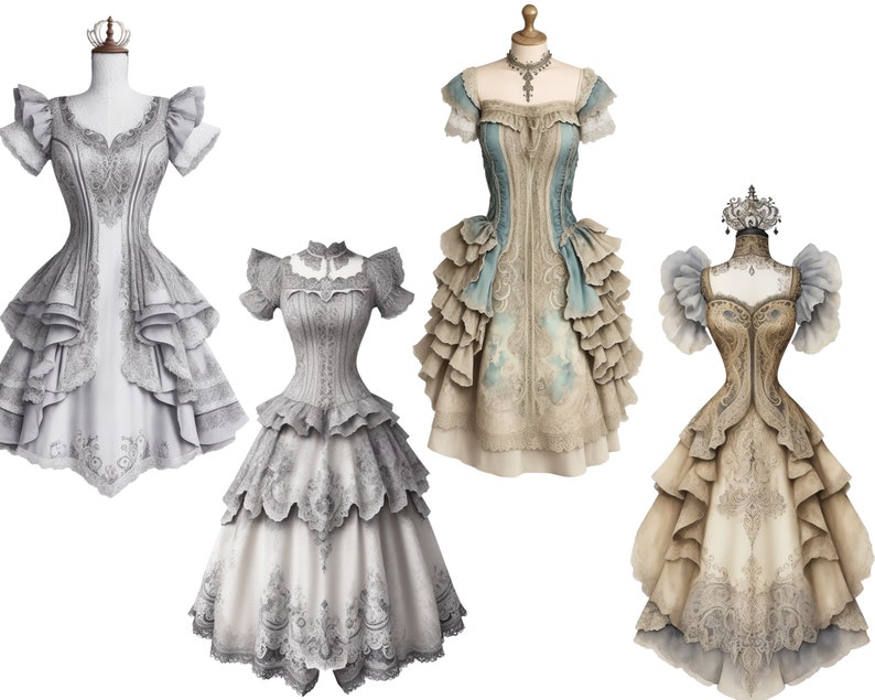 Rococo Dress CLIPART PNG Files Commercial Use Transparent Background ...