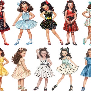 Polka Dot Brunette Girls CLIPART PNG Files Commercial Use Transparent ...