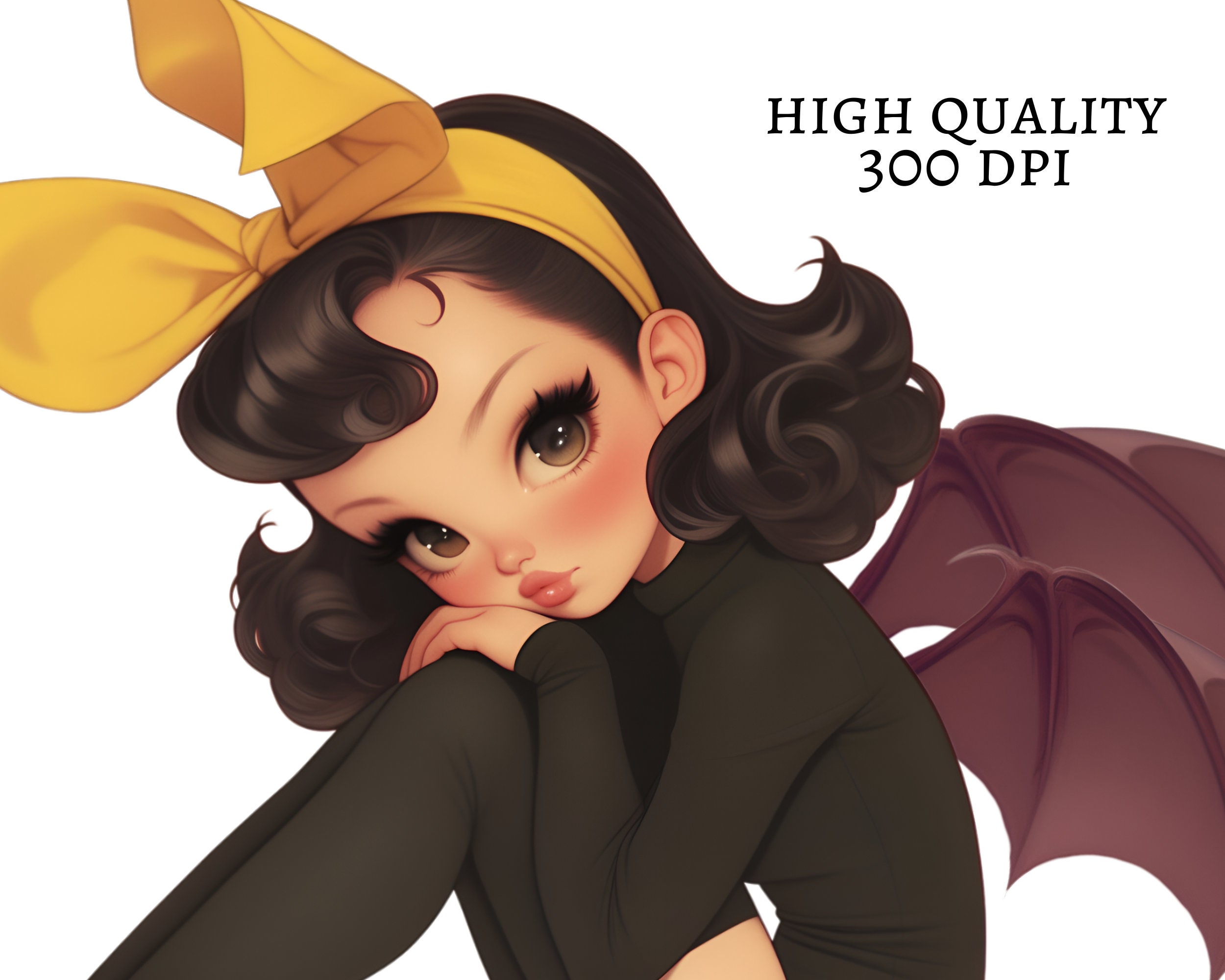 Halloween Bat Girls CLIPART PNG File, Retro Sublimation, Cute Little ...