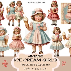 Ice Cream Girls CLIPART PNG Files Commercial Use Transparent Background ...